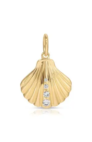 Ef Collection Diamond And Shell Pendant - 14k Yellow Gold / Diamond