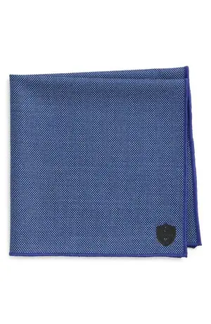 CLIFTON WILSON Nailhead Dot Wool Pocket Square Blue