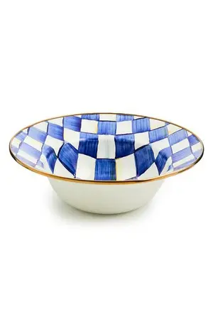 MACKENZIE-CHILDS Royal Check Enameled Steel Serving Bowl - Blue/ White