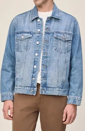 Warp + Weft Distressed Denim Trucker Jacket - Fairfax