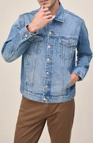 Warp + Weft Distressed Denim Trucker Jacket