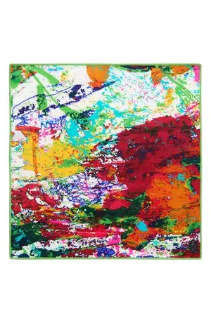 CLIFTON WILSON Color Paint Splash Silk Pocket Square