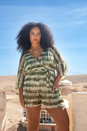 FASHION-SZN CURVE Textured Resort Playsuit With Belt