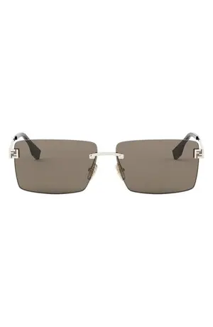 Fendi Rimless Rectangular Sunglasses - Gold / Brown