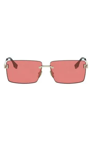 Fendi Rimless Rectangular Sunglasses - Gold/bordeaux