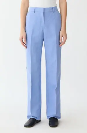 Lafayette 148 New York Gates Silk & Linen Straight-leg Pants - Iris