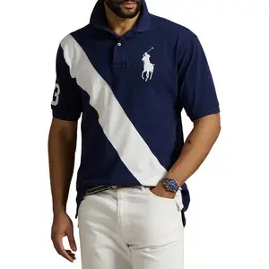 Ralph Lauren Big & Tall Big Pony Mesh Polo Shirt - Newprt Navy And Whte