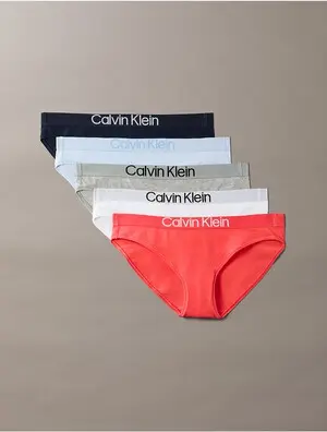 Calvin Klein Cotton Stretch Bikini 5-Pack Shoreline/ Breezy Blue/ Grey Htr/ Classic White/ Punch Pink