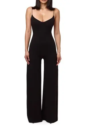 Naked Wardrobe Wide-leg Stretch-jersey Jumpsuit - Black