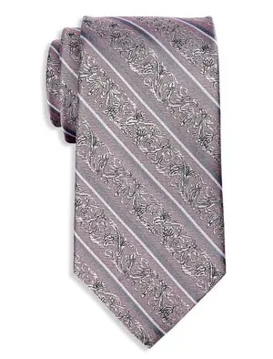 OAK HILL PREMIUM BY DXL Striped Silk Neck Tie Pink
