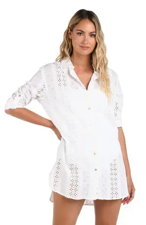 La Blanca Eyelet Cotton Cover-up Tunic