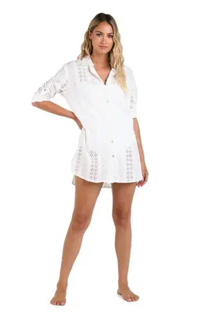 La Blanca Eyelet Cotton Cover-up Tunic