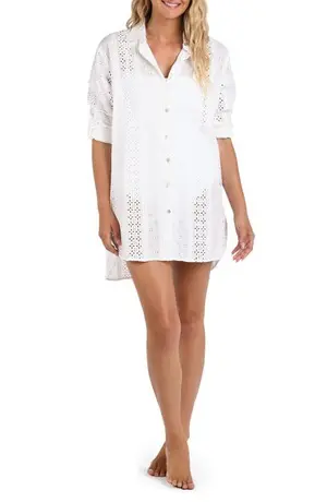 La Blanca Eyelet Cotton Cover-up Tunic - Ivory
