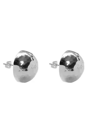 Argento Vivo Hammered Button Stud Earrings Silver