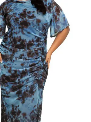 FASHION-SZN CURVE Abstract Print Mesh Midi Dress