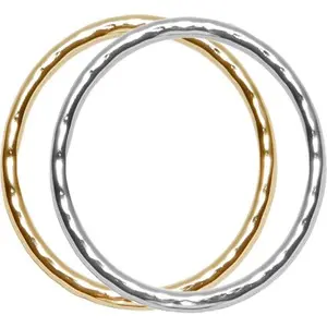 Argento Vivo Set Of Two Oval Hammered Bangles - Gold/ Sil