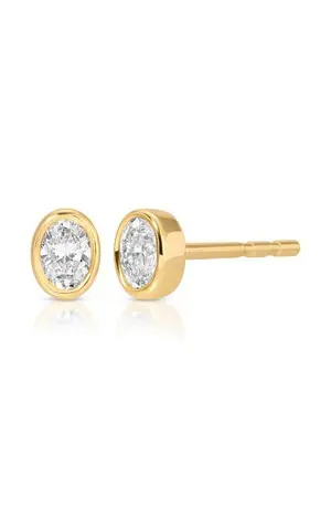 Ef Collection Diamond Bezel Set Stud Earrings - 14k Yellow Gold / Diamond