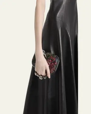 Alexander McQueen Beaded Floral Knuckle Duster Clutch