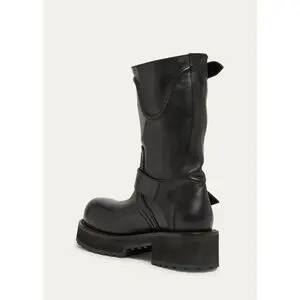 Balenciaga Venom Leather Biker Boots - Black