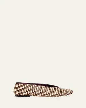 Bottega Veneta Bicolor Woven Nappa Ballerina Flats - Barolo/camomile