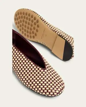 Bottega Veneta Bicolor Woven Nappa Ballerina Flats - Barolo/camomile