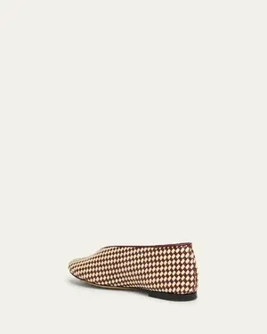 Bottega Veneta Bicolor Woven Nappa Ballerina Flats - Barolo/camomile