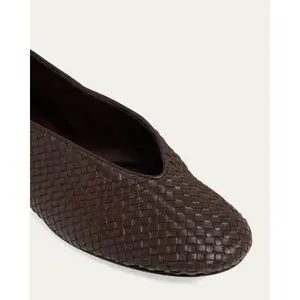 Bottega Veneta Micro Woven Nappa Leather Ballerina Flats - Emerald