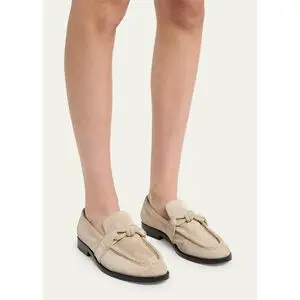 Bottega Veneta Astaire Knot Suede Loafers - Dkbrwn