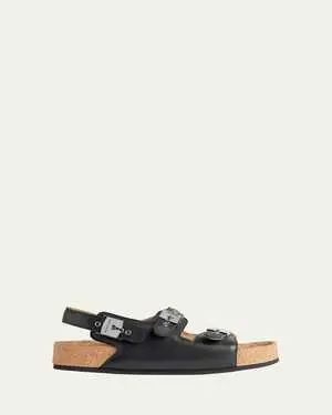 Balenciaga Leather Slingback Sandals - Black