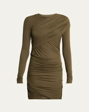 Isabel Marant Étoile Denise Long-sleeve Draped Mini Dress