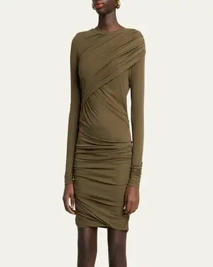 Isabel Marant Étoile Denise Long-sleeve Draped Mini Dress
