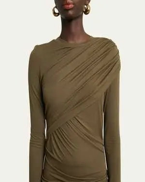 Isabel Marant Étoile Denise Long-sleeve Draped Mini Dress