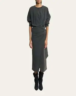 Isabel Marant Étoile Sandrina Draped Sweatshirt Dress
