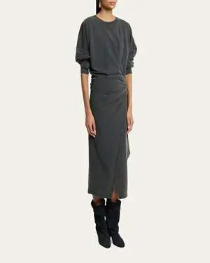 Isabel Marant Étoile Sandrina Draped Sweatshirt Dress