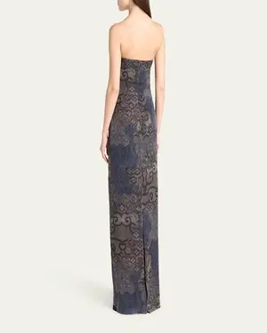 Giorgio Armani Tile-print Silk Column Gown