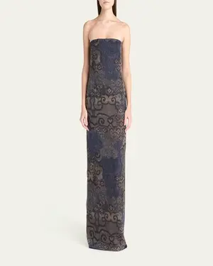 Giorgio Armani Tile-print Silk Column Gown