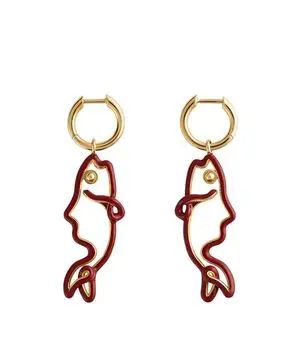 Bottega Veneta Enamel Fish Dangle Earrings Beigebrow
