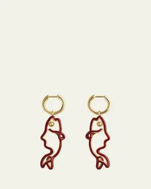 Bottega Veneta Enamel Fish Dangle Earrings Brown