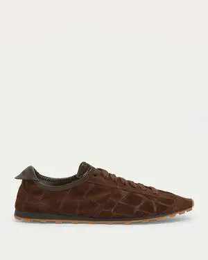 Jacquemus Les Tennis Croc-embossed Suede Sneakers - Dark Brown