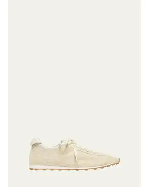 Jacquemus Les Tennis Croc-embossed Suede Sneakers - Ivory