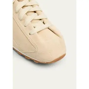 Jacquemus Les Tennis Croc-embossed Suede Sneakers - Ivory