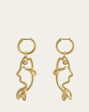 Bottega Veneta Fish Hoop Earrings Yellow