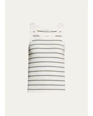 Vince Stripe Scoop-neck Tank Top - Herb Combo