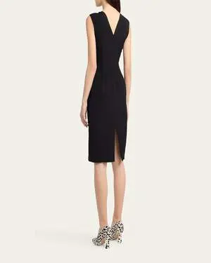 Bottega Veneta Buckle Sleeveless Grainy Viscose Linen Dress - Nero
