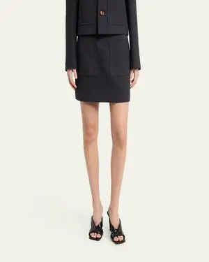 Bottega Veneta Light Structured Cotton Mini Skirt With Patch Pockets - Antracite