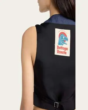 Bottega Veneta Melange Wool Drill Vest - Indigo