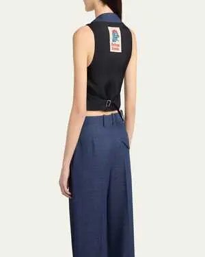 Bottega Veneta Melange Wool Drill Vest - Indigo