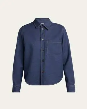 Bottega Veneta Melange Wool Cotton Drill Button-down Shirt
