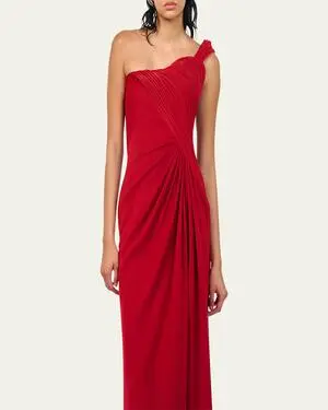 GAURAV GUPTA Erytheia Sculpted One-shoulder Gown - Red