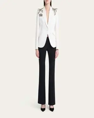 Alexander McQueen Crystal Embellished Single-breasted Blazer